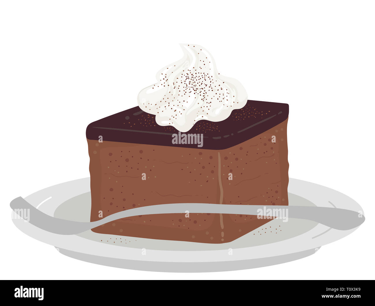 Illustration of an English Ginger Bread Cake with Whipped Cream on ...