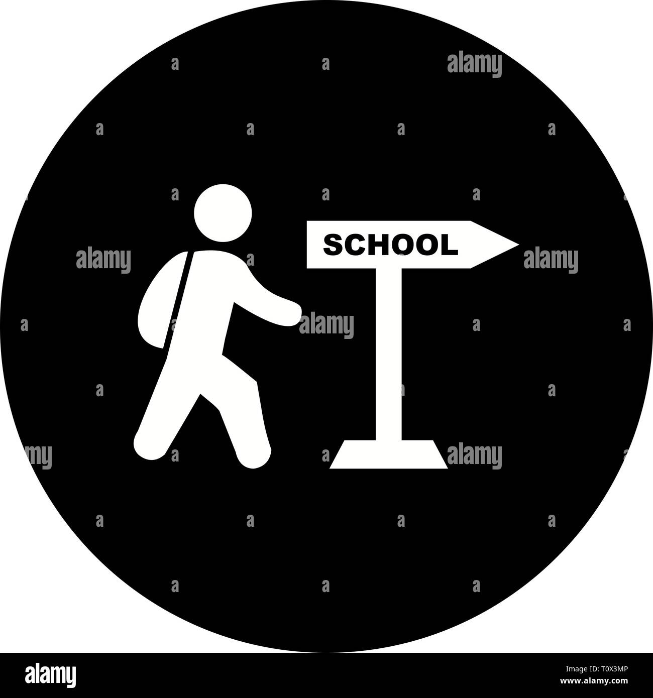 Illustration Walking to School Icon Stock Photo - Alamy