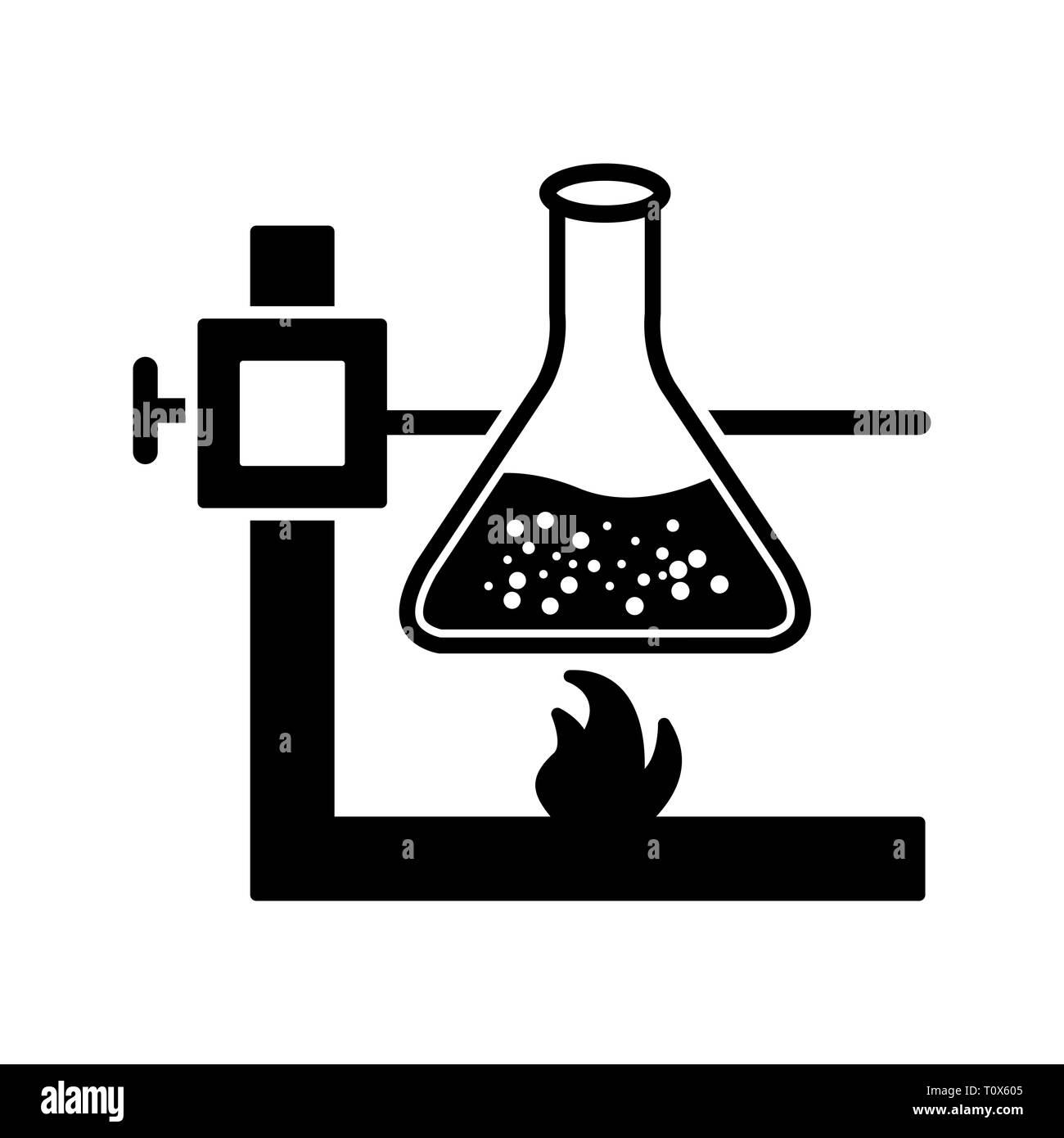 Illustration Fire Under Flask Icon Stock Photo - Alamy