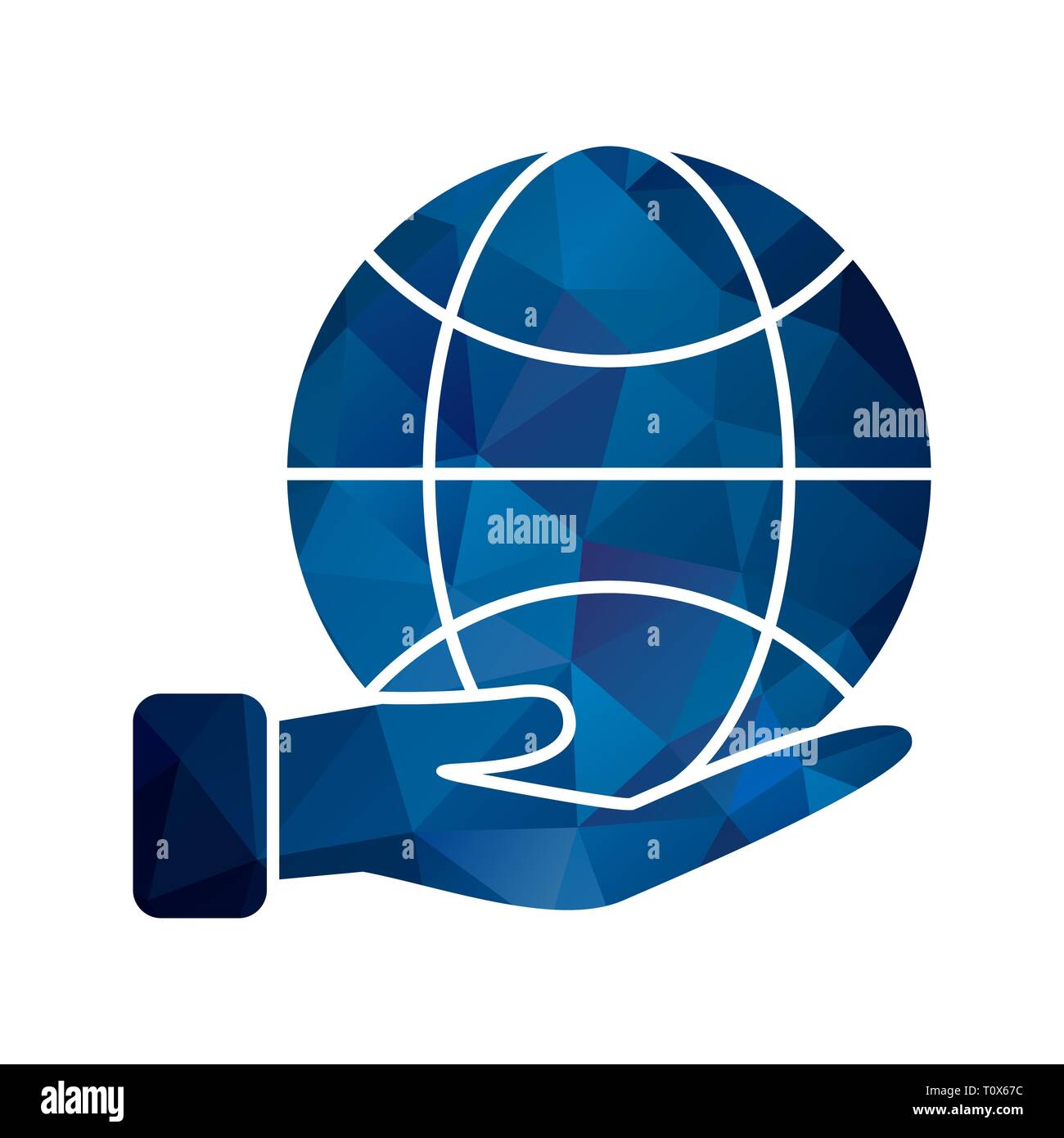Illustration Earth on hand Icon Stock Photo - Alamy