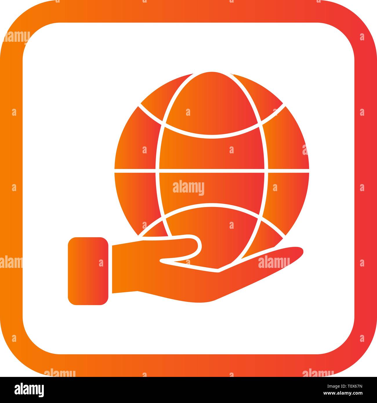 Illustration Earth on hand Icon Stock Photo - Alamy