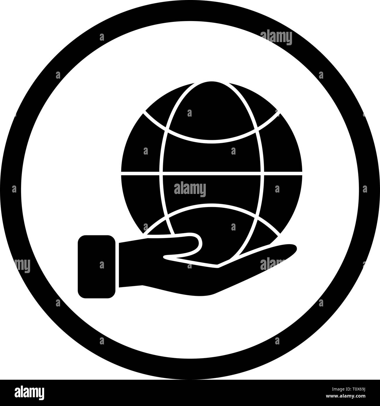 Illustration Earth on hand Icon Stock Photo - Alamy