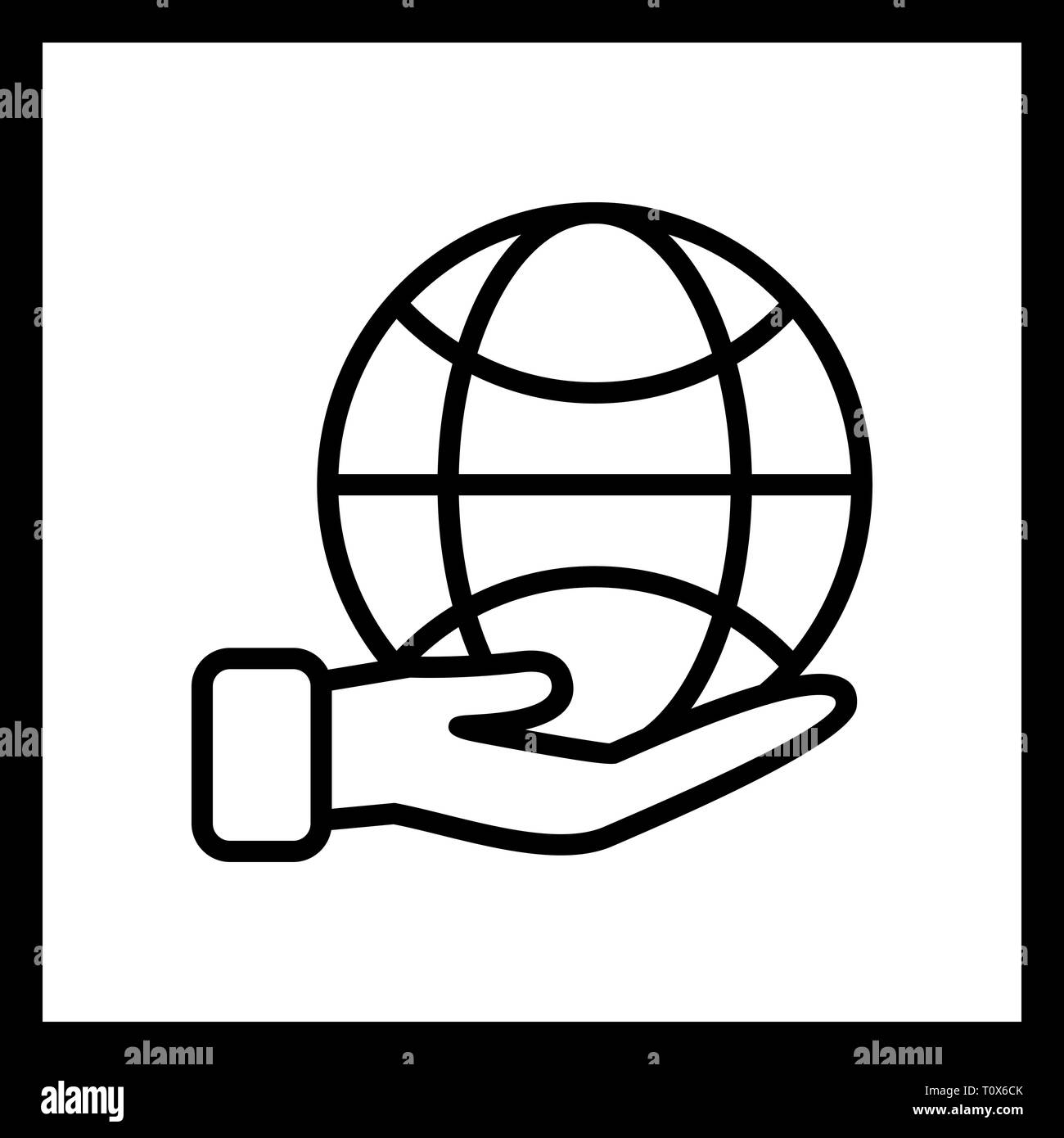 Illustration Earth on hand Icon Stock Photo - Alamy