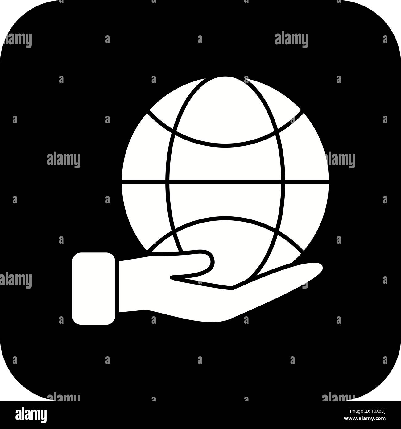 Illustration Earth on hand Icon Stock Photo - Alamy