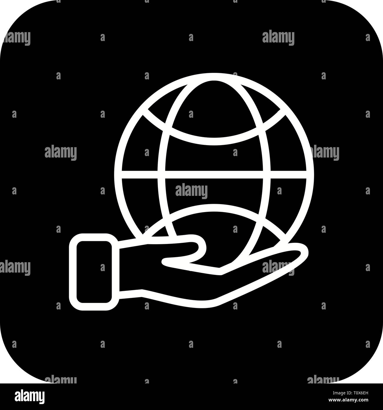 Illustration Earth on hand Icon Stock Photo - Alamy