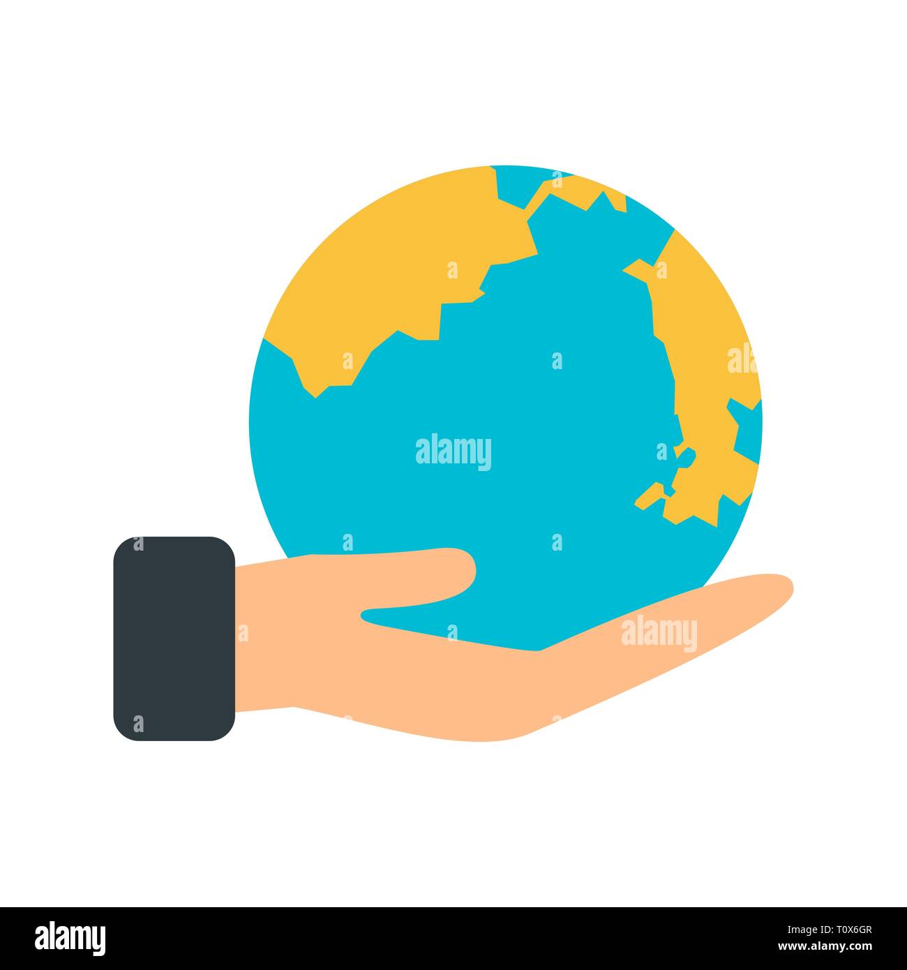 Illustration Earth on hand Icon Stock Photo - Alamy