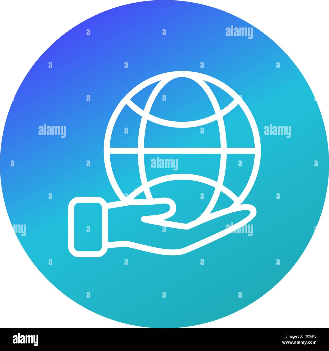 Illustration Earth on hand Icon Stock Photo - Alamy