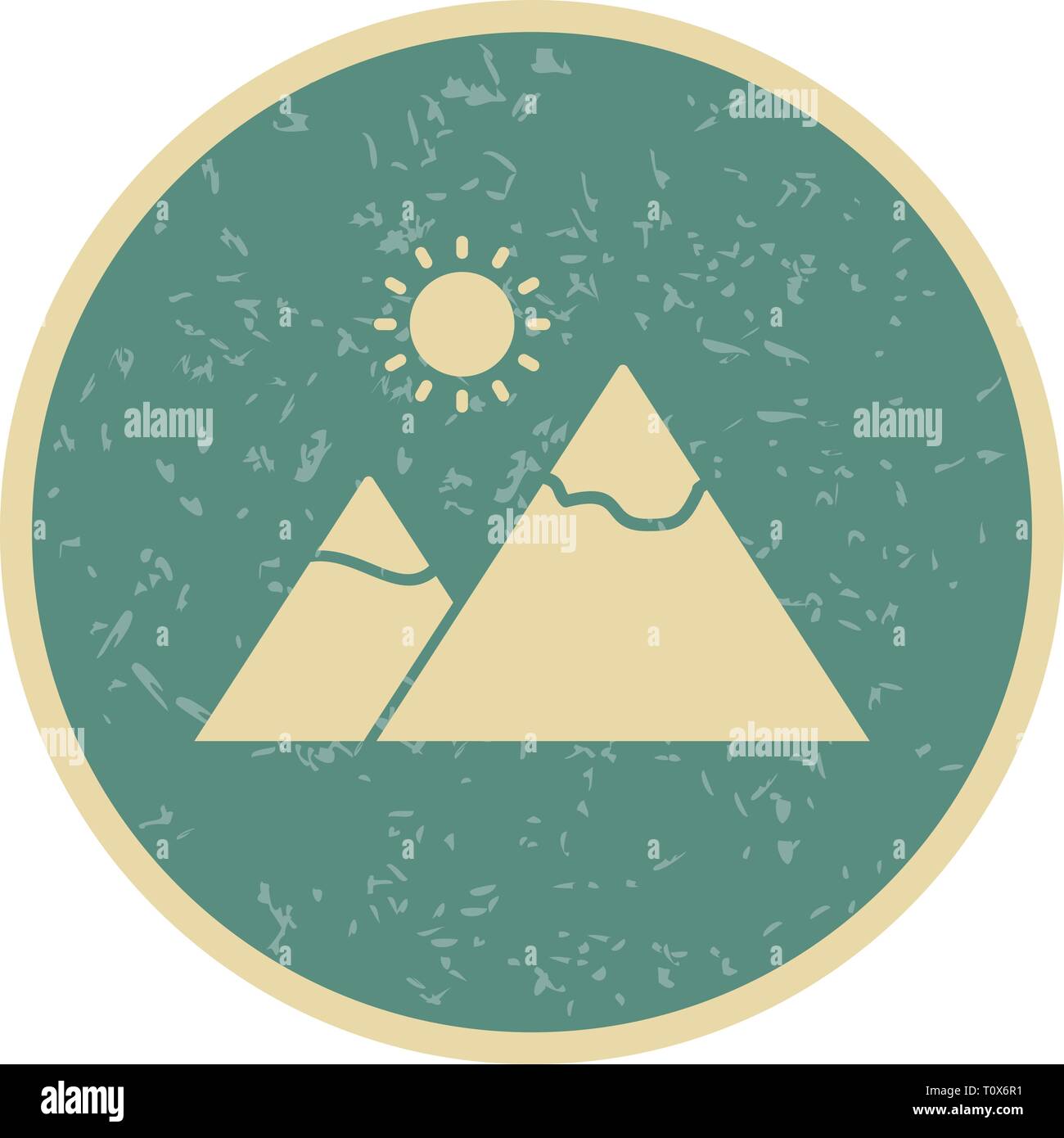 Illustration Mountain with sun Icon Stock Photo - Alamy