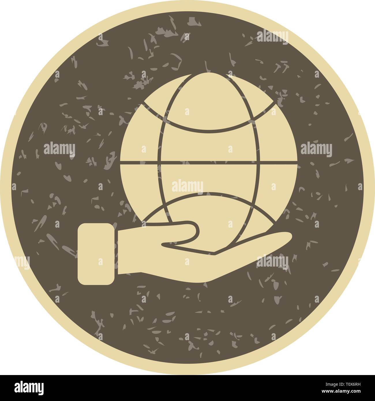 Illustration Earth on hand Icon Stock Photo - Alamy