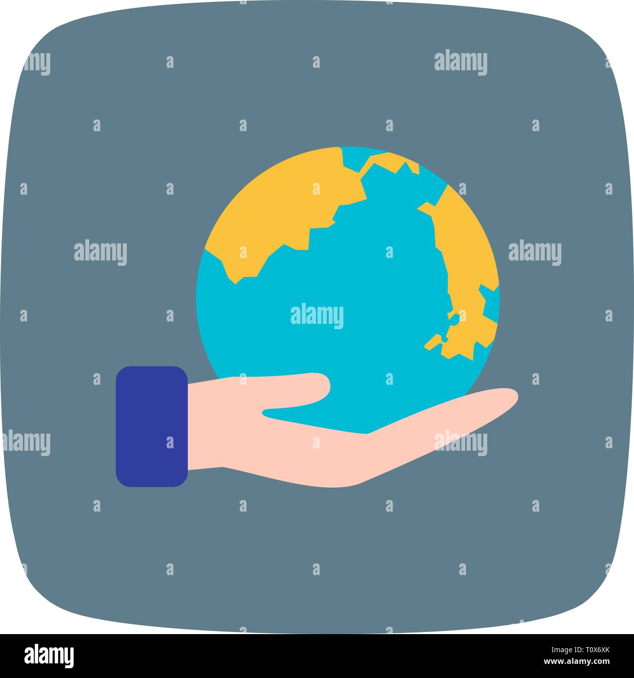 Illustration Earth on hand Icon Stock Photo - Alamy