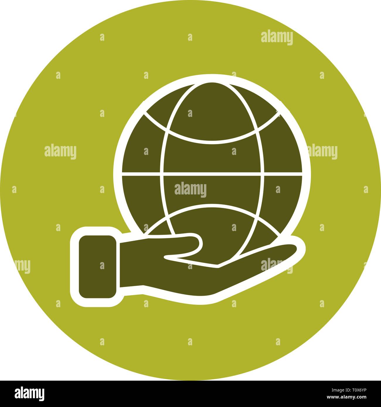 Illustration Earth on hand Icon Stock Photo - Alamy