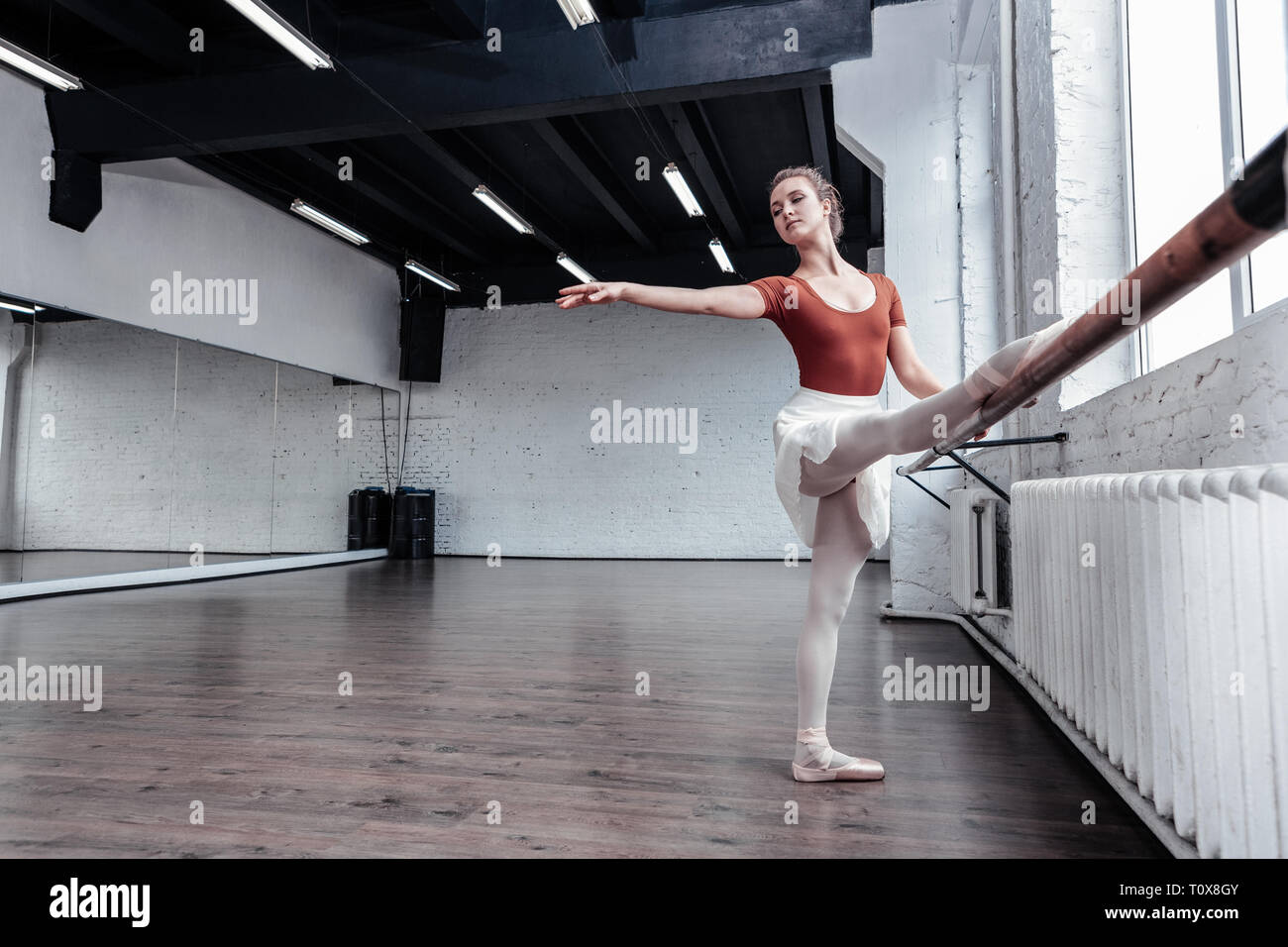 Beautiful graceful woman practicing her dancing movements Stock Photo ...