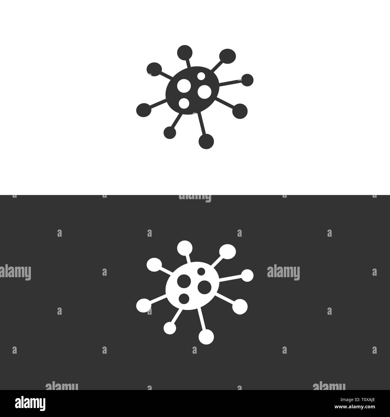 Bactery icon on a black and white background. Isolated vector ...