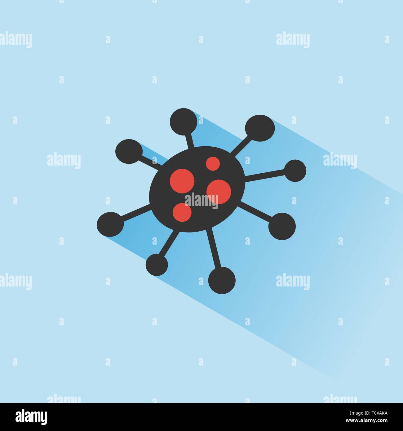 Bactery icon with shadow on a blue background. Color vector ...