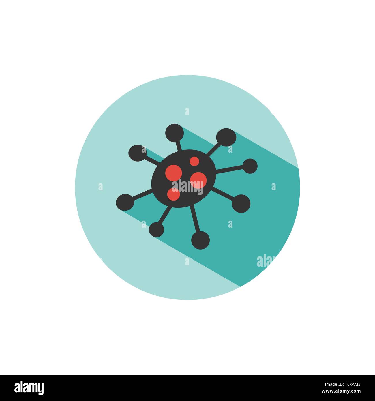 Bactery icon with shadow on a green circle. Color vector illustration ...