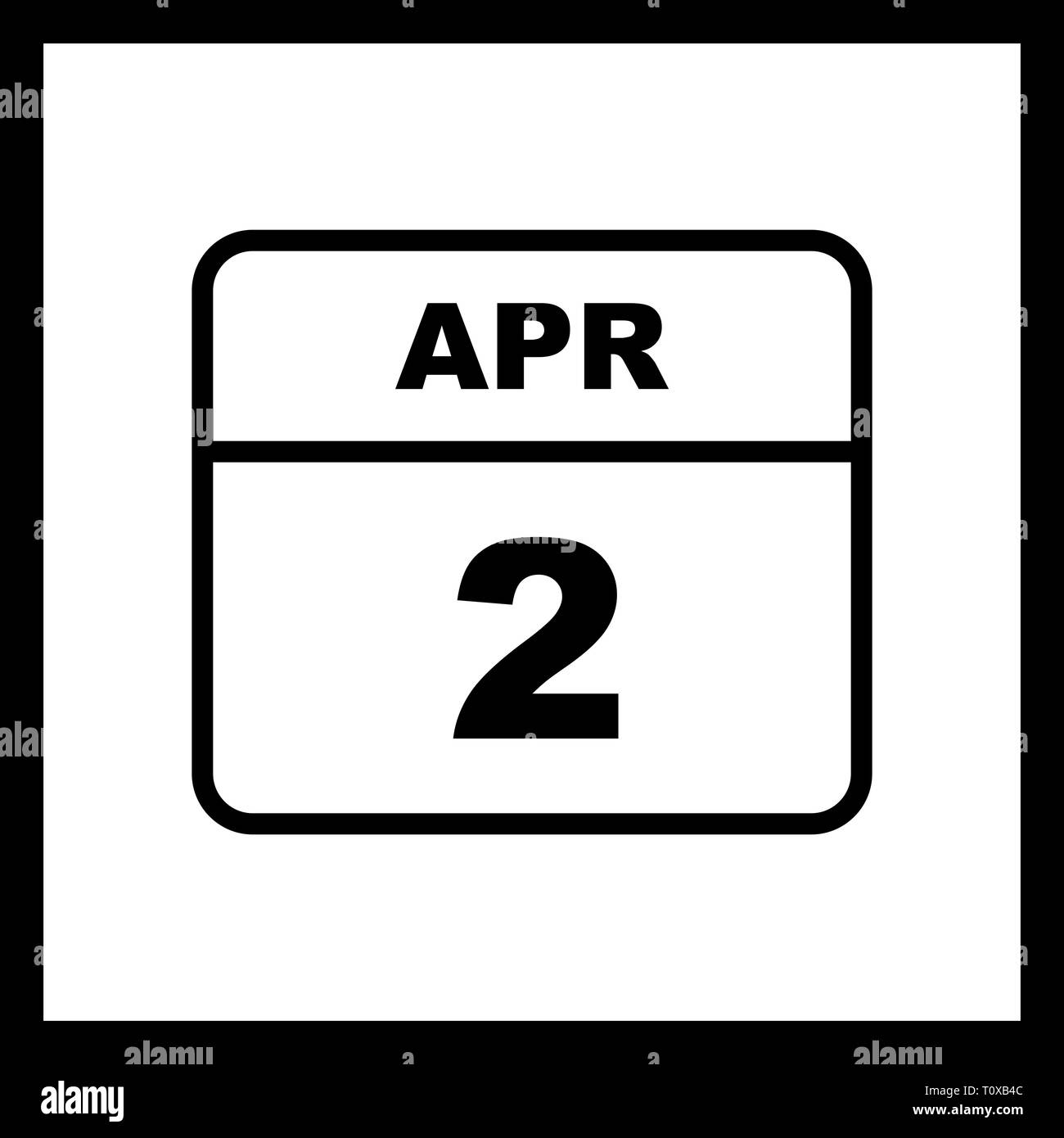 April 2nd Date on a Single Day Calendar Stock Photo - Alamy