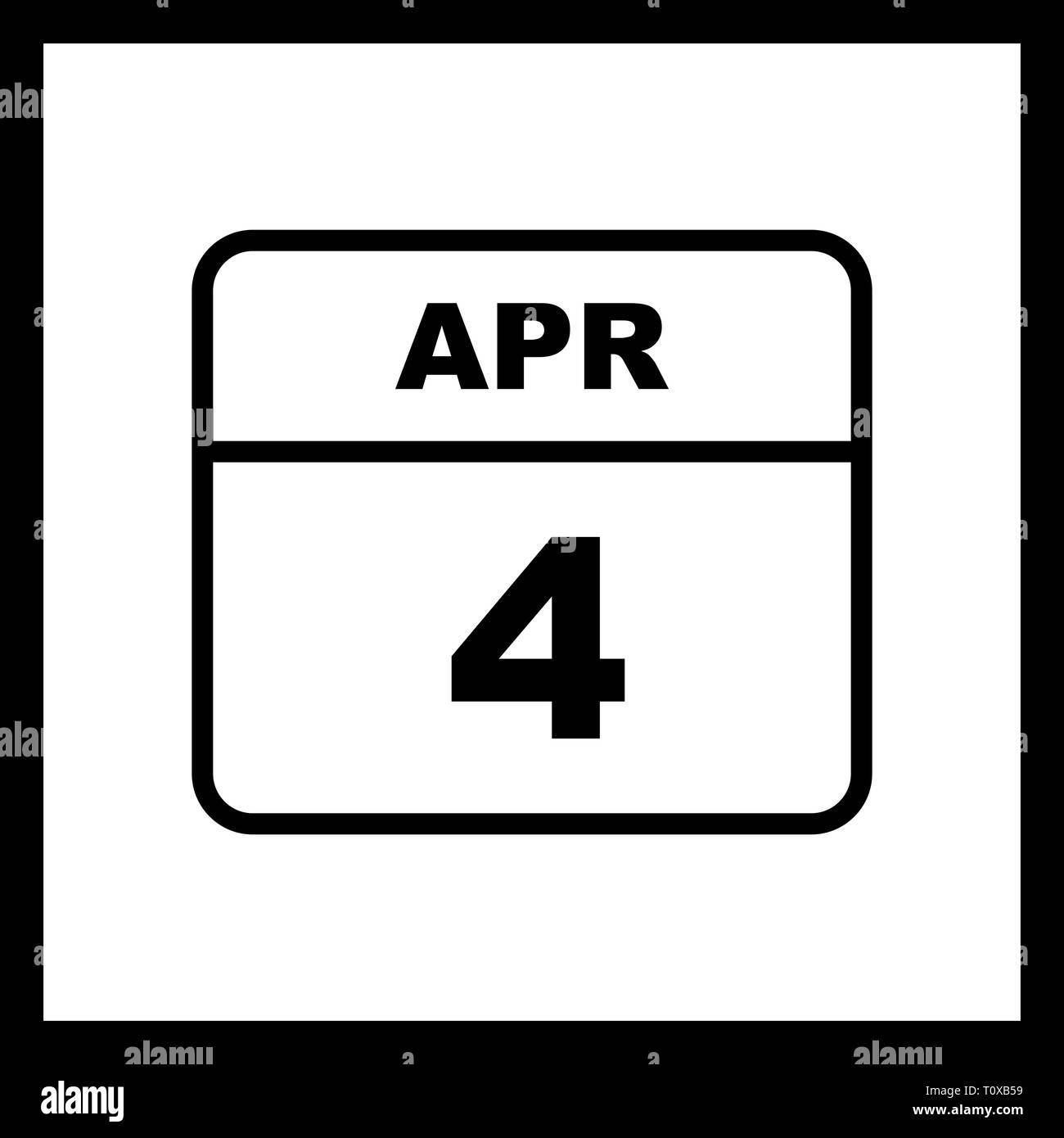 April 4th Date on a Single Day Calendar Stock Photo - Alamy