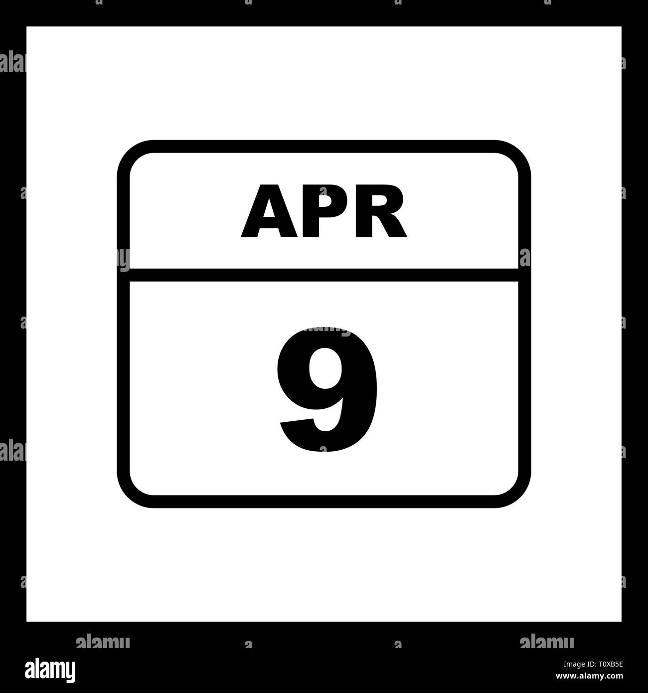 April 9th Date on a Single Day Calendar Stock Photo - Alamy