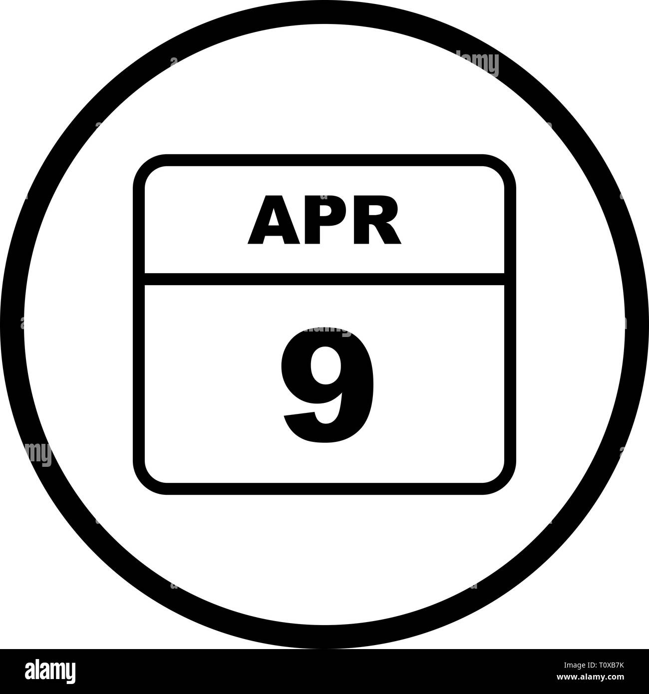 April 9th Date on a Single Day Calendar Stock Photo - Alamy