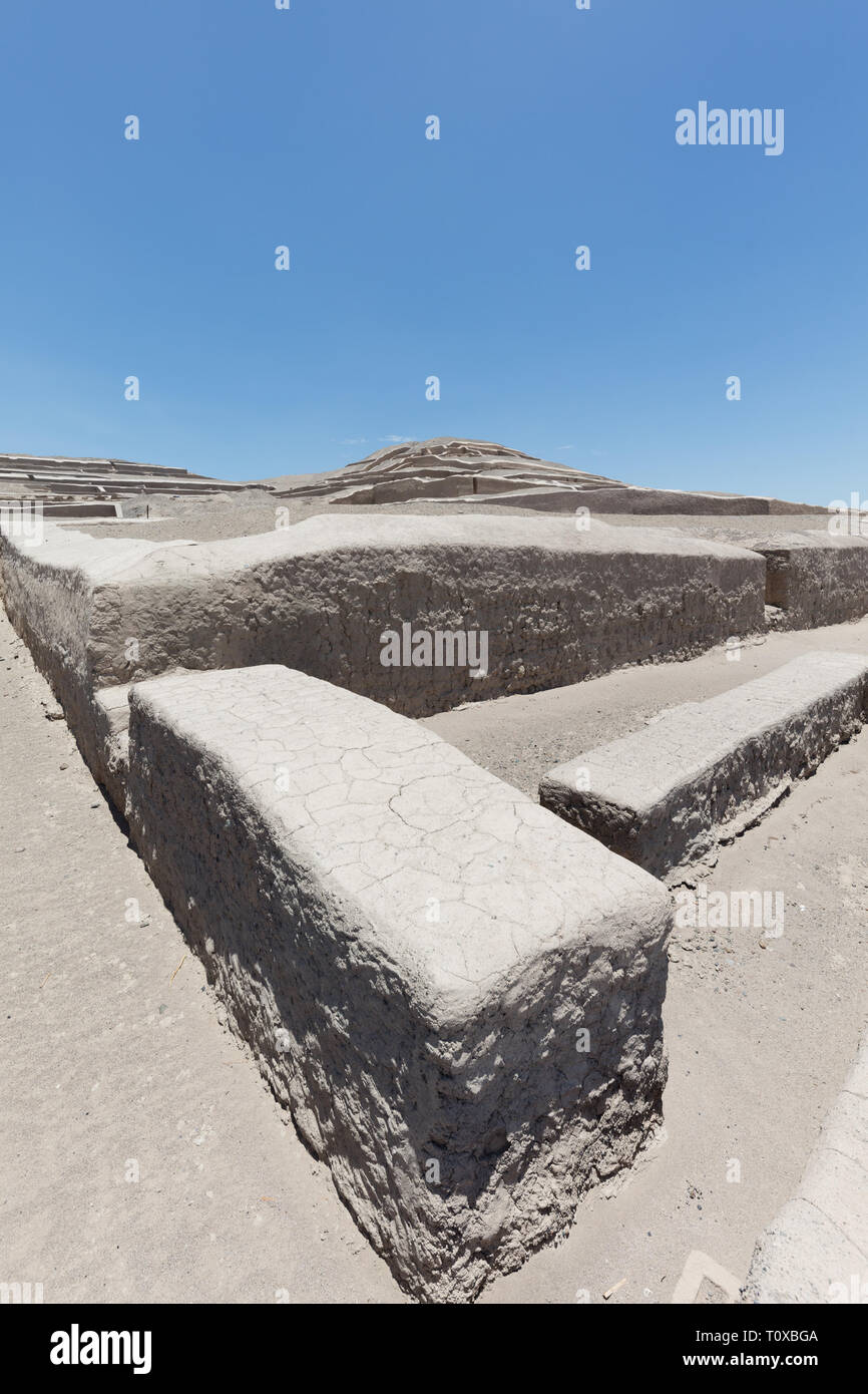 Pyramid of Cauachi, archaeological site In the Nazca region, Peru Stock ...