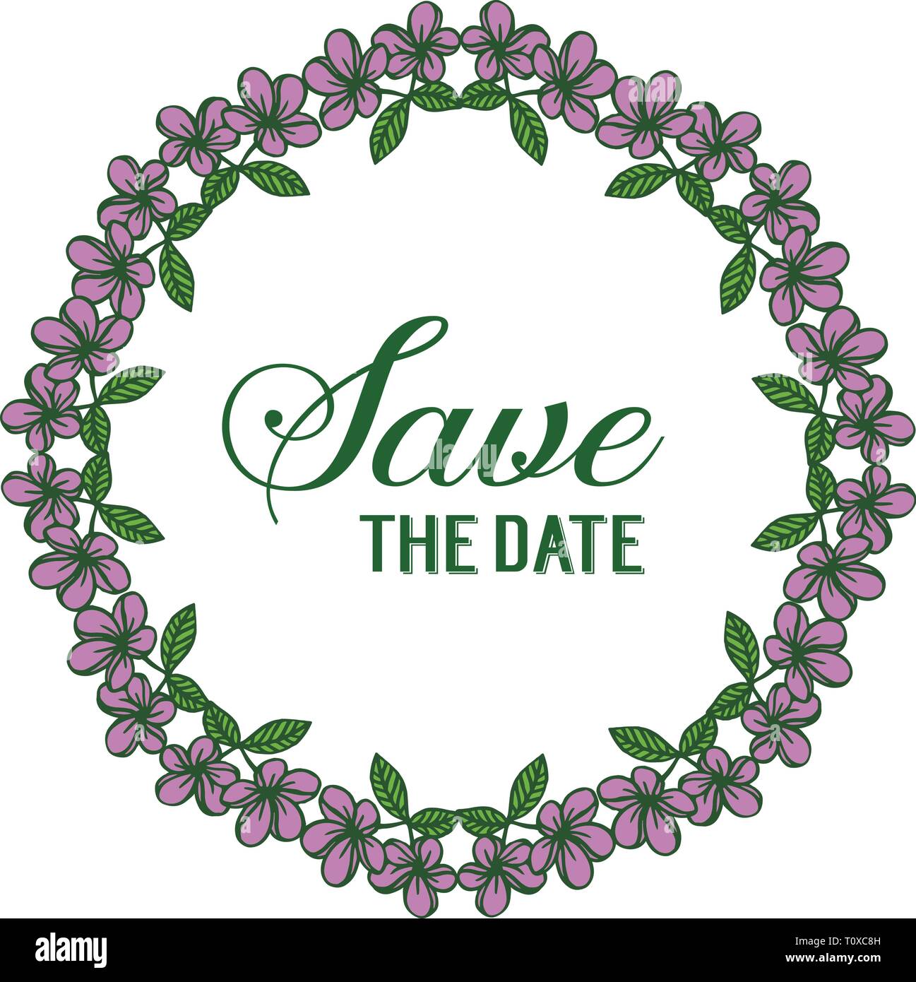 Vector illustration purple rose flower frame with design wedding save ...