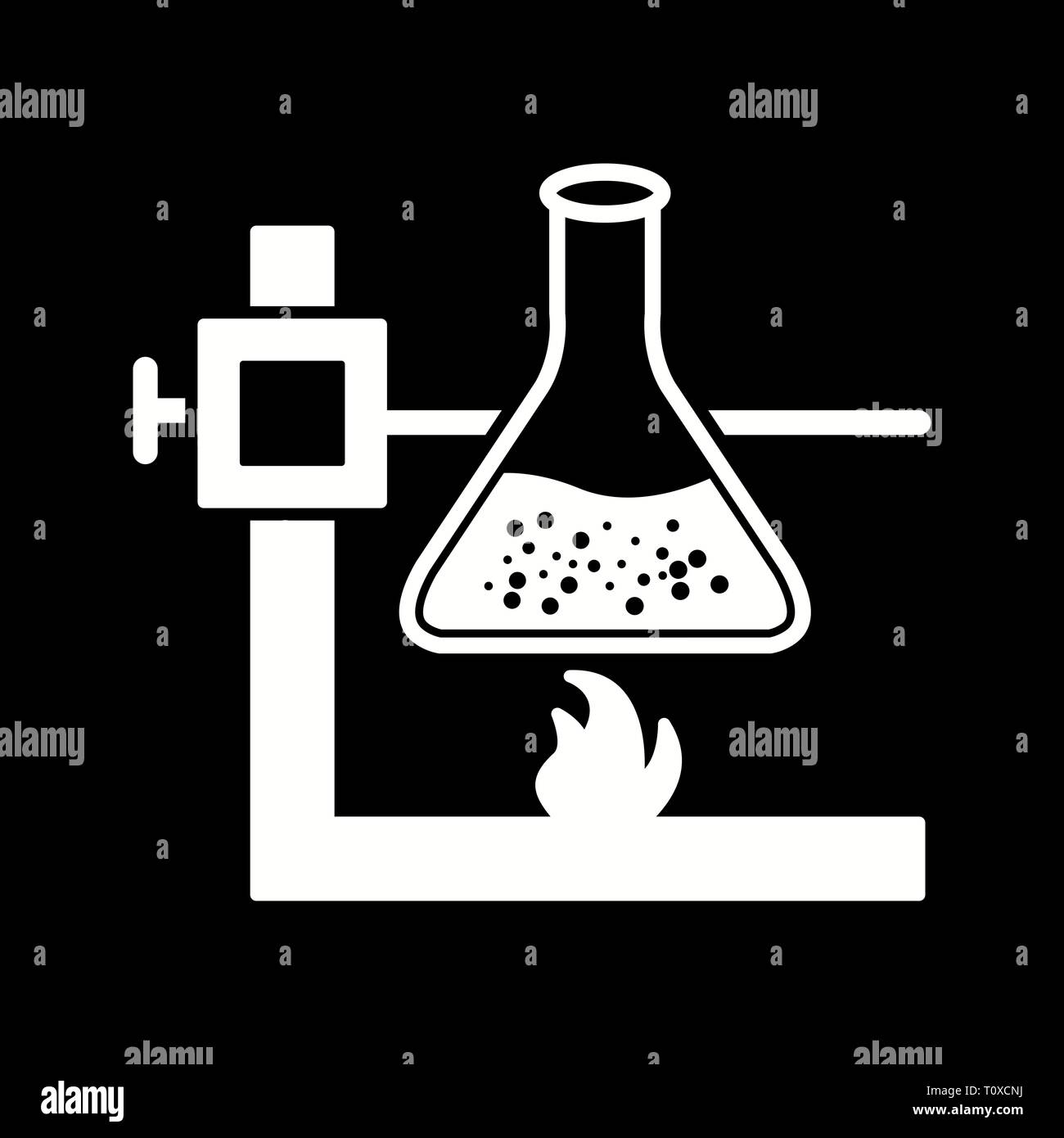 Illustration Fire Under Flask Icon Stock Photo - Alamy