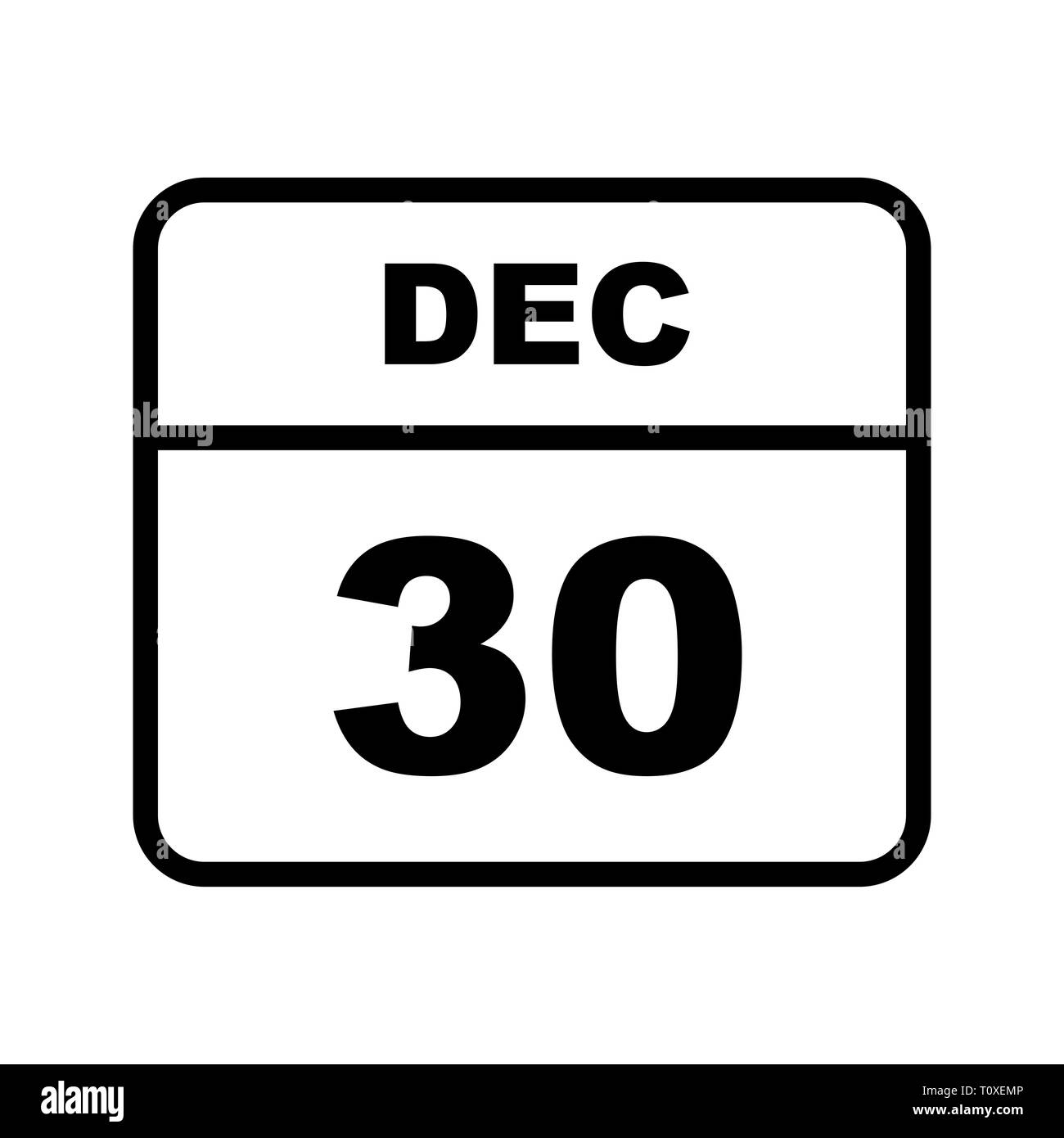 December 30th Date on a Single Day Calendar Stock Photo - Alamy