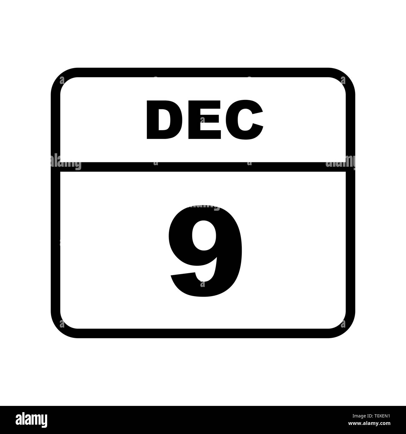 December 9th calendar icon Black and White Stock Photos & Images - Alamy