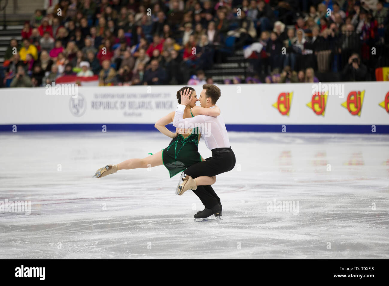 Belarus, Minsk, January 25, 2019. Minsk Arena. European Figure Skating ...
