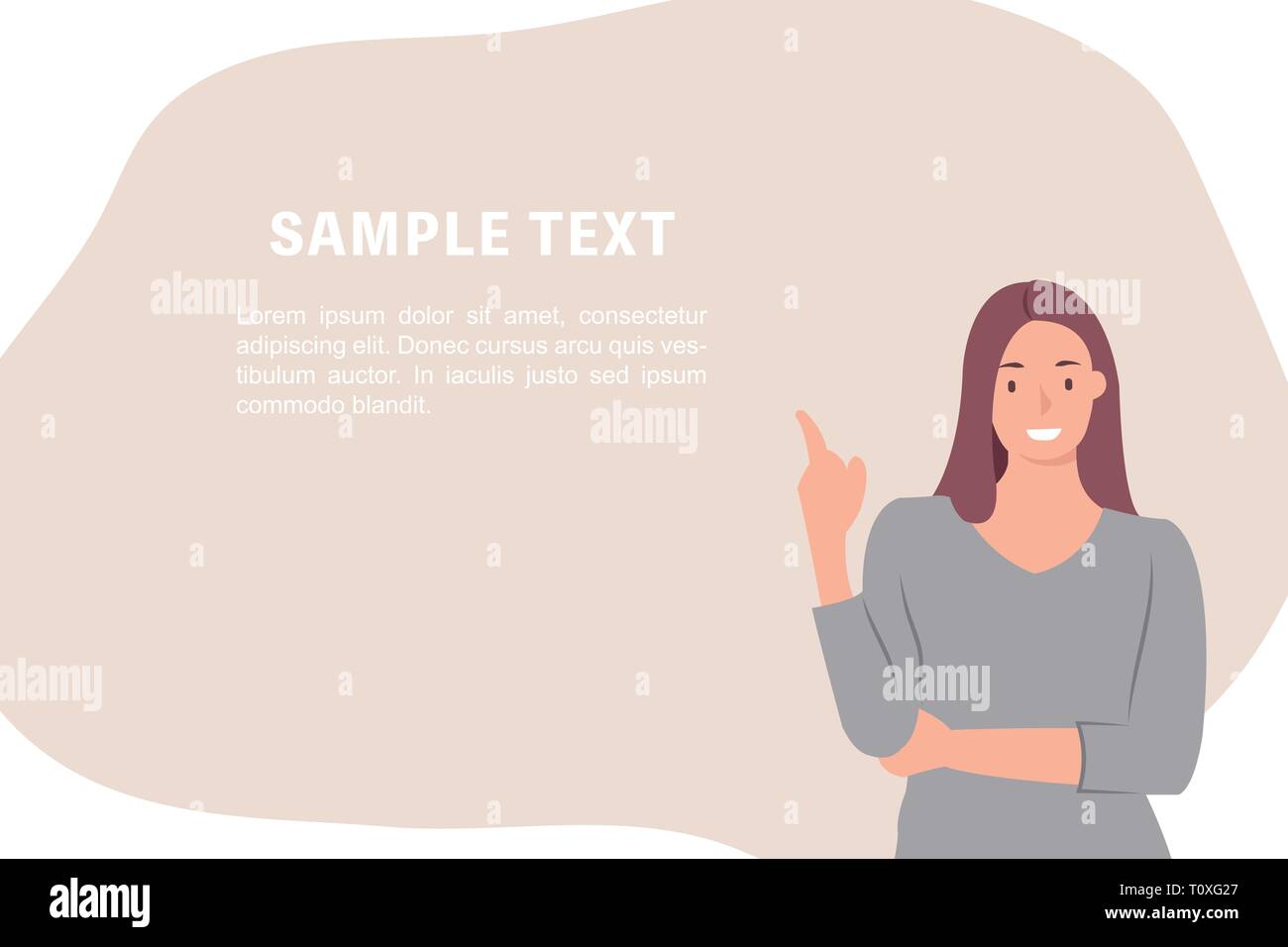 Cartoon people character design banner template woman introducing ...