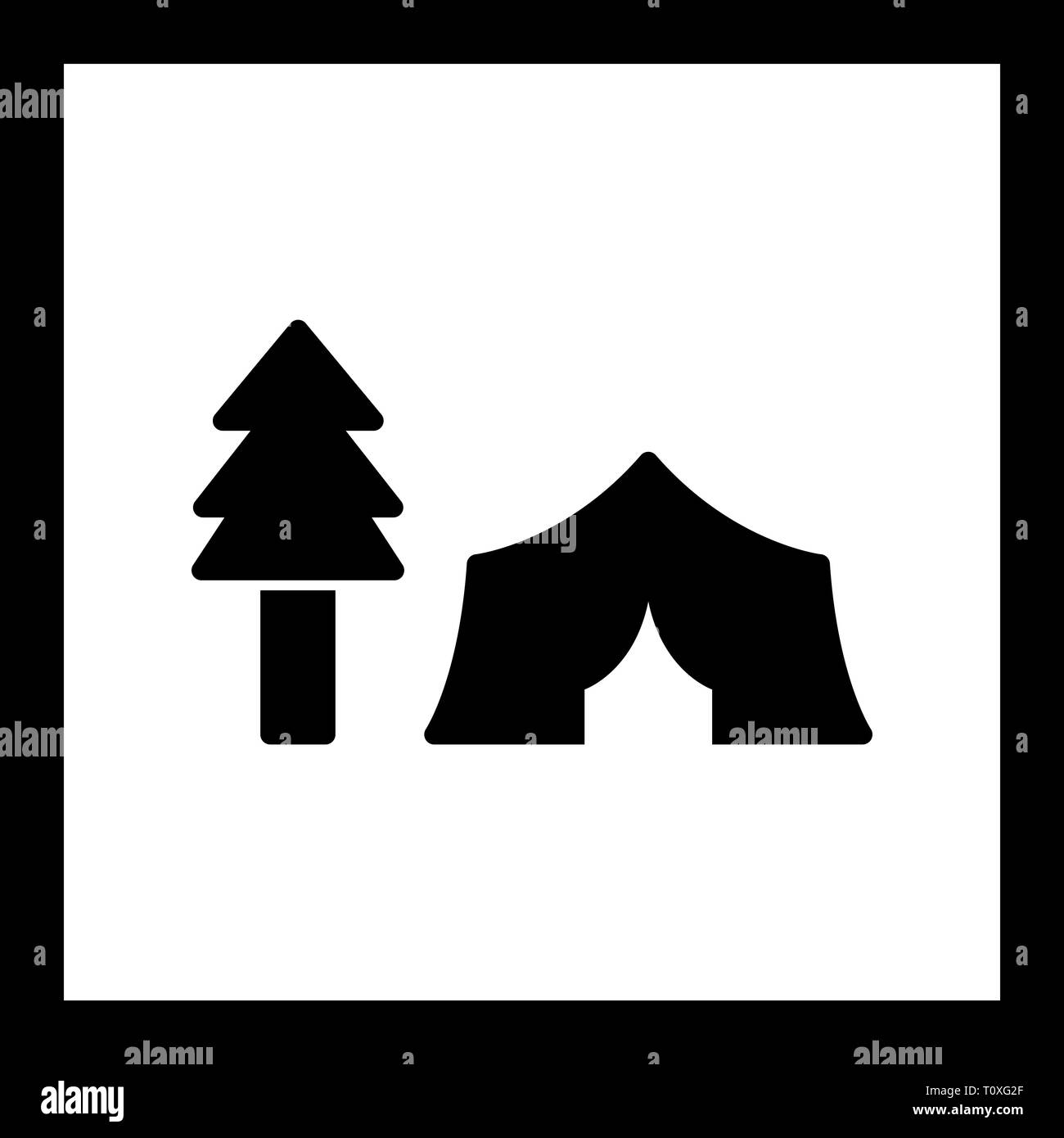 Illustration Tent with Trees Icon Stock Photo - Alamy
