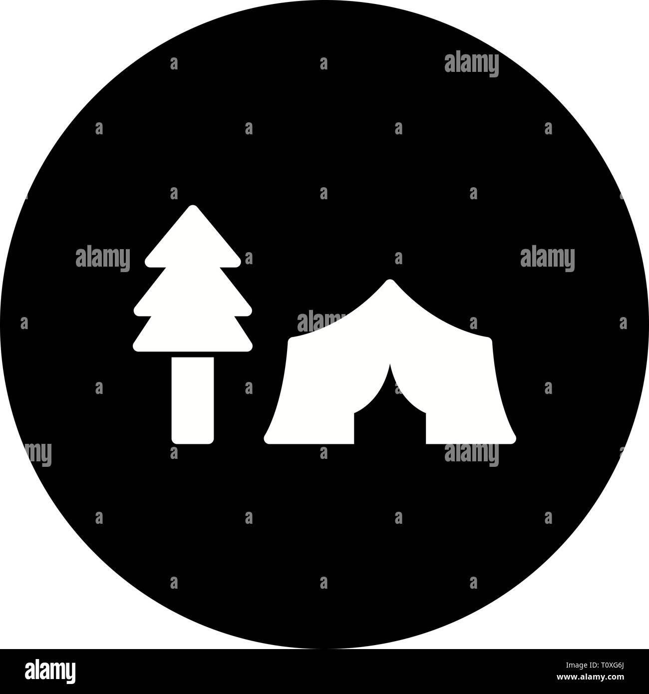 Illustration Tent with Trees Icon Stock Photo - Alamy