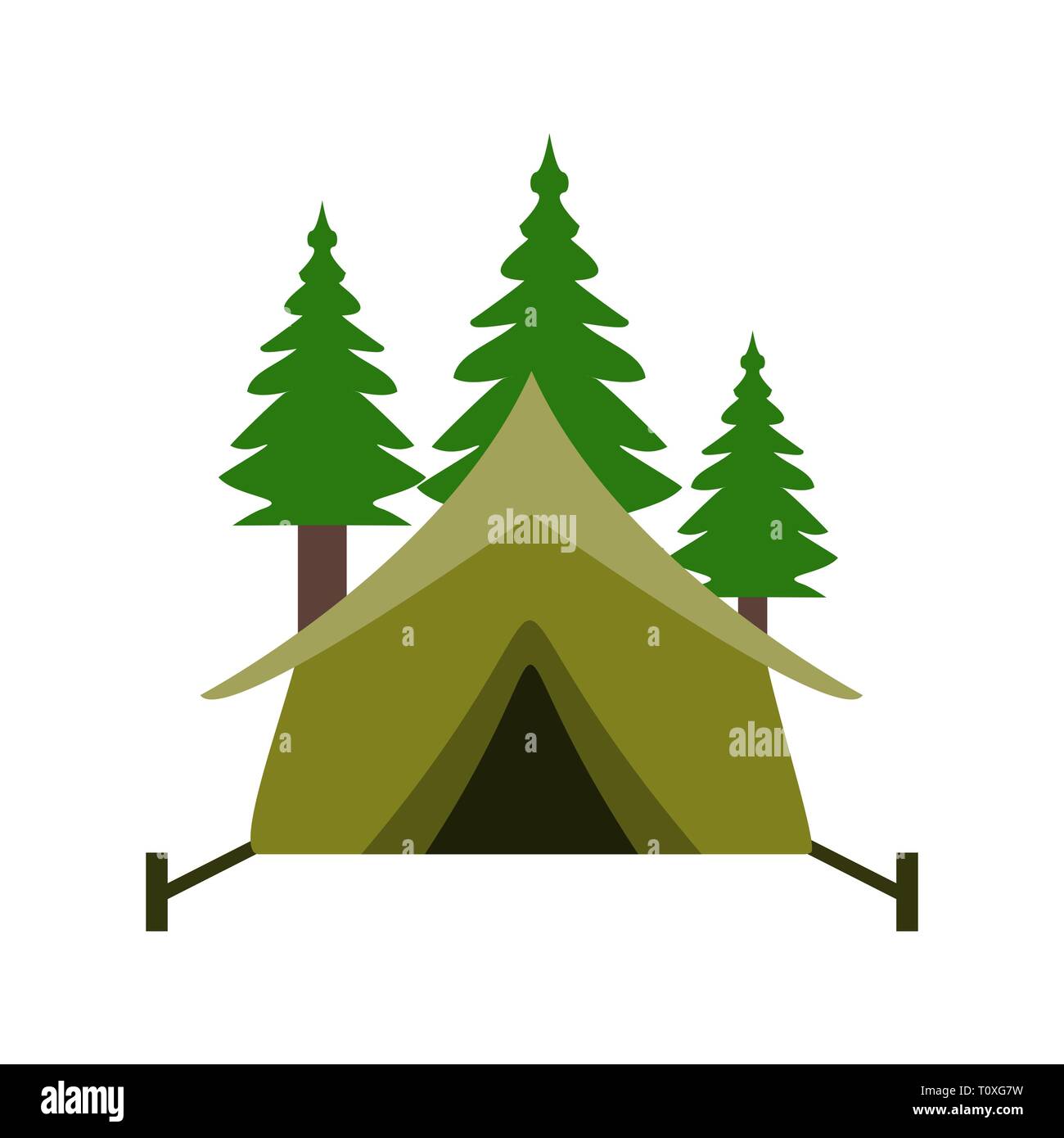 Illustration Tent with Trees Icon Stock Photo - Alamy