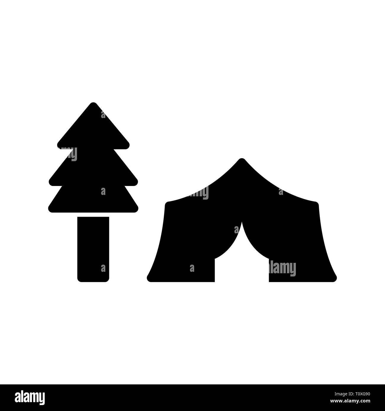 Illustration Tent with Trees Icon Stock Photo - Alamy