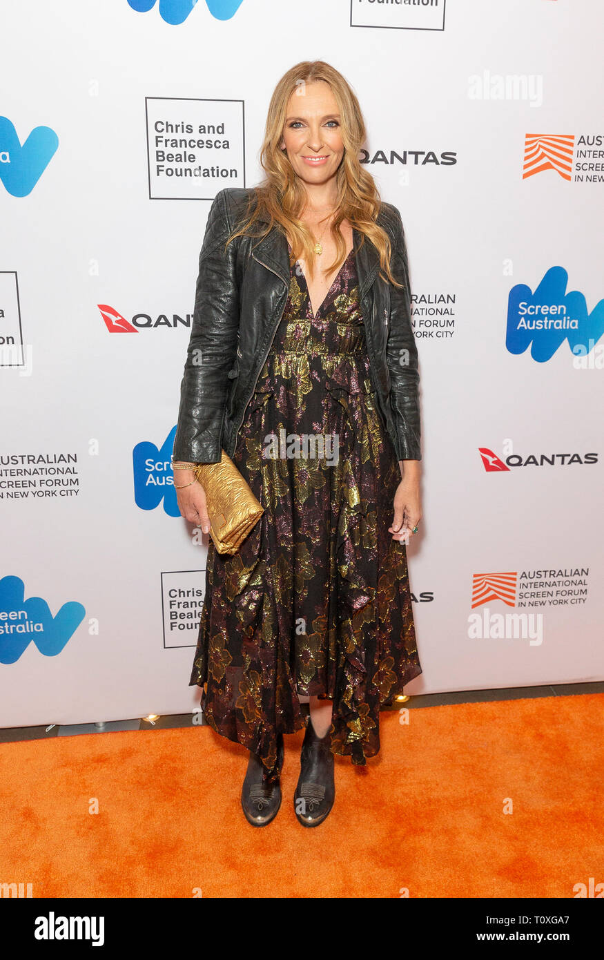 New York, United States. 21st Mar, 2019. Toni Collette wearing dress by ...