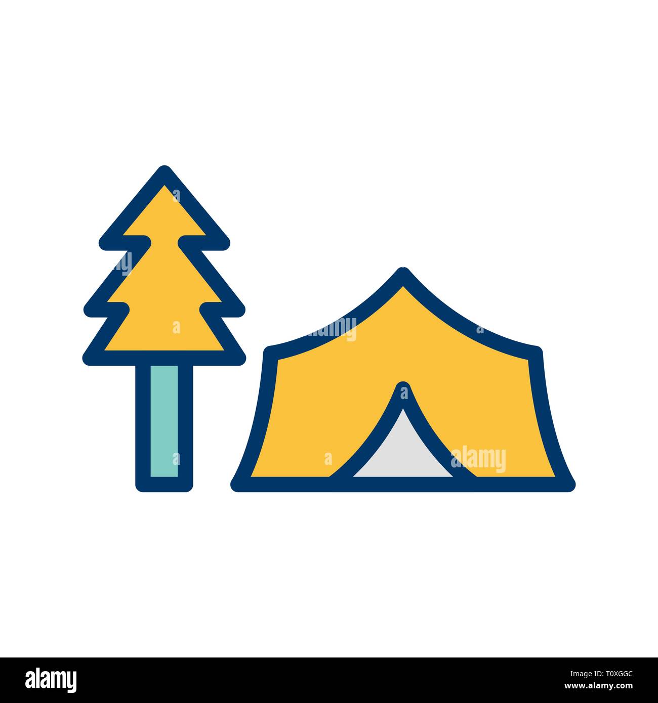 Illustration Tent with Trees Icon Stock Photo - Alamy