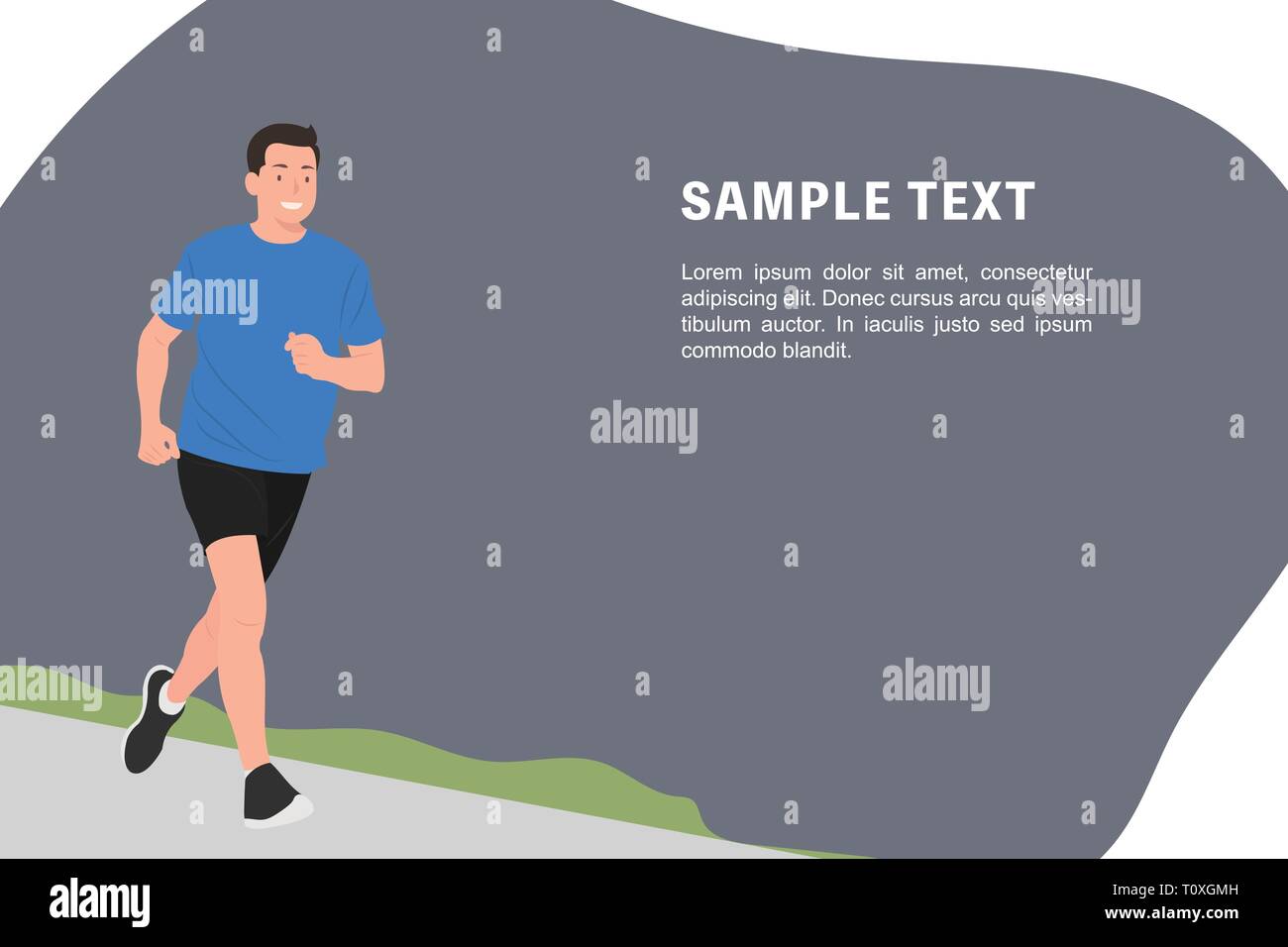 Cartoon people character design banner template young man jogging ...