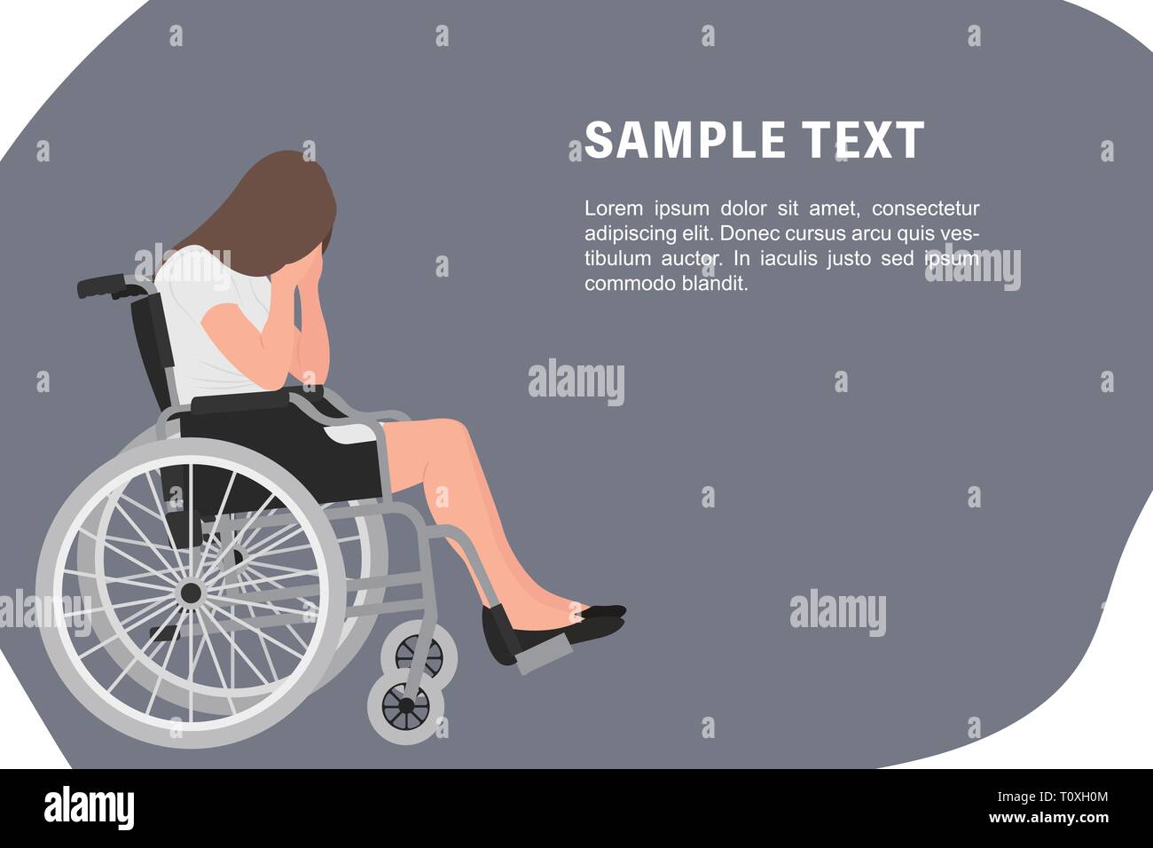 Cartoon people character design banner template sad young disabled ...