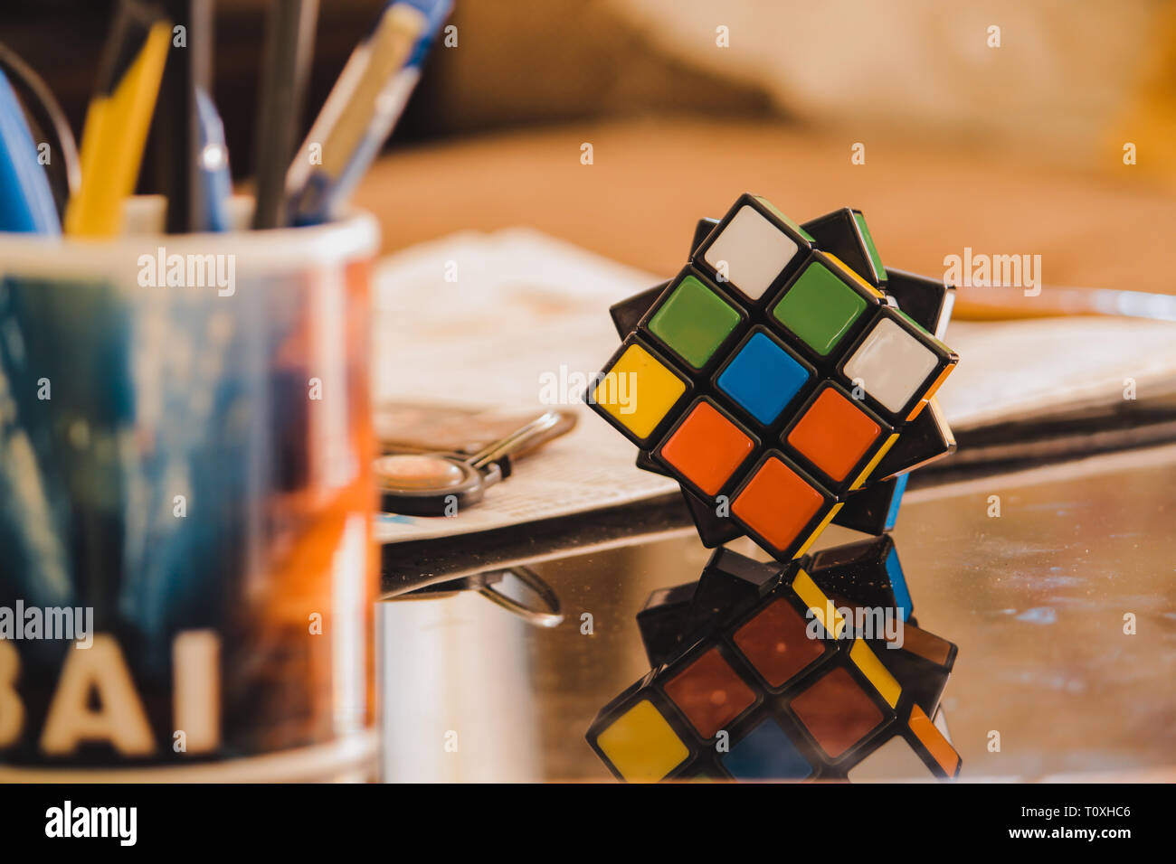Solved rubiks cube hi-res stock photography and images - Alamy