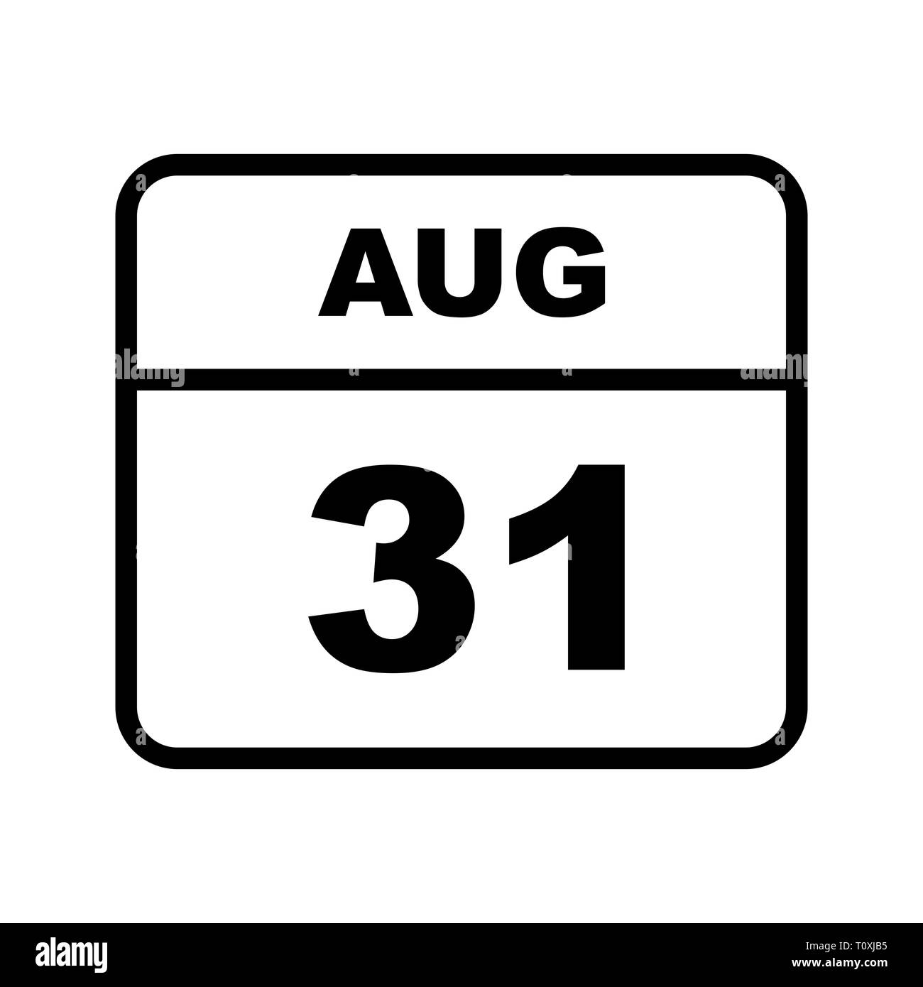 August 31st calendar Black and White Stock Photos & Images - Alamy