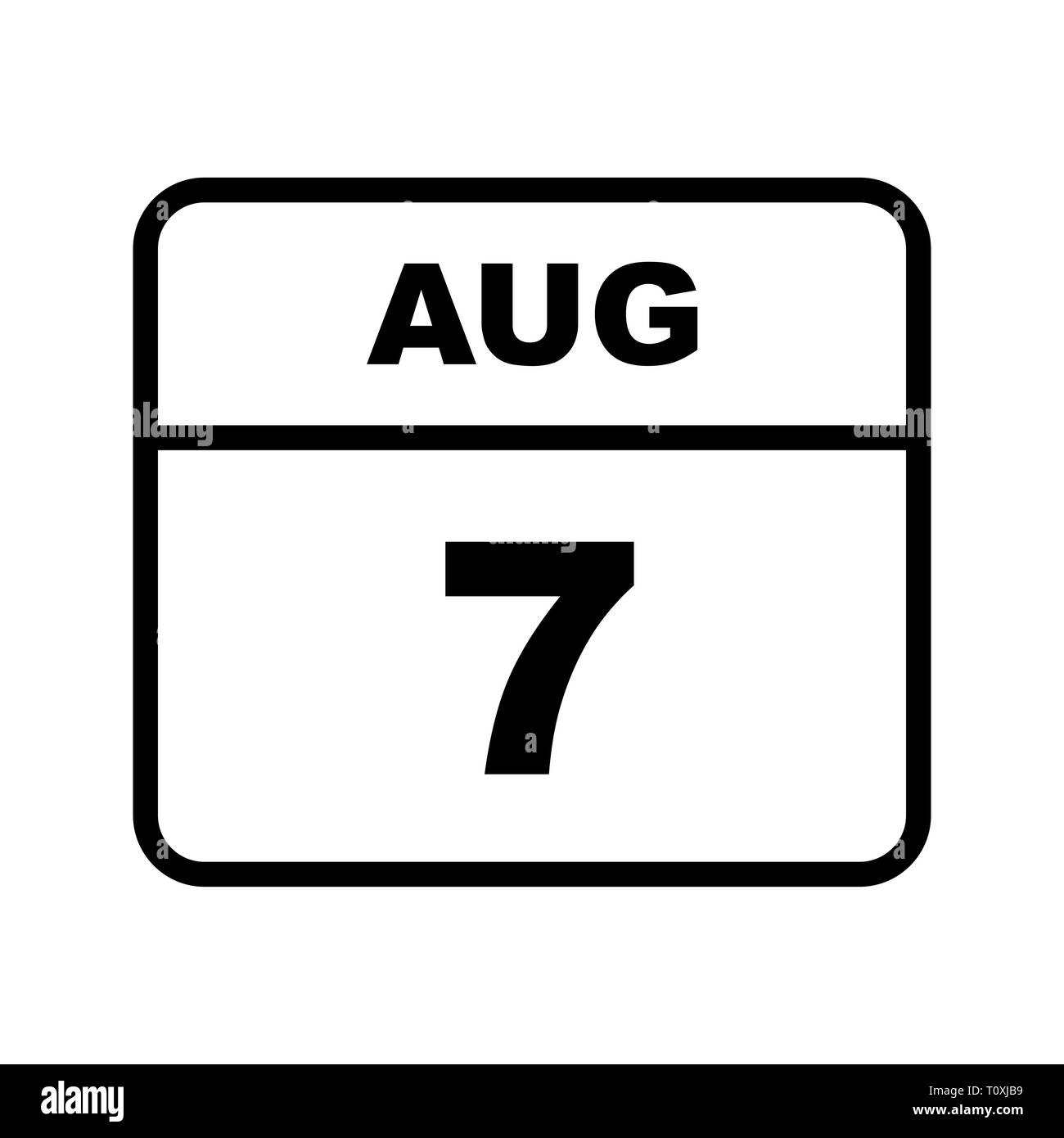 August 7th Date on a Single Day Calendar Stock Photo - Alamy