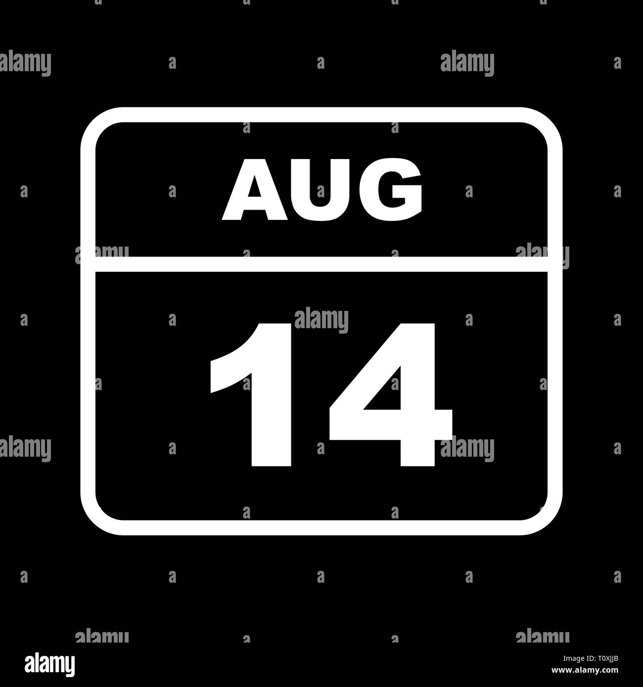 August 14th Date on a Single Day Calendar Stock Photo - Alamy