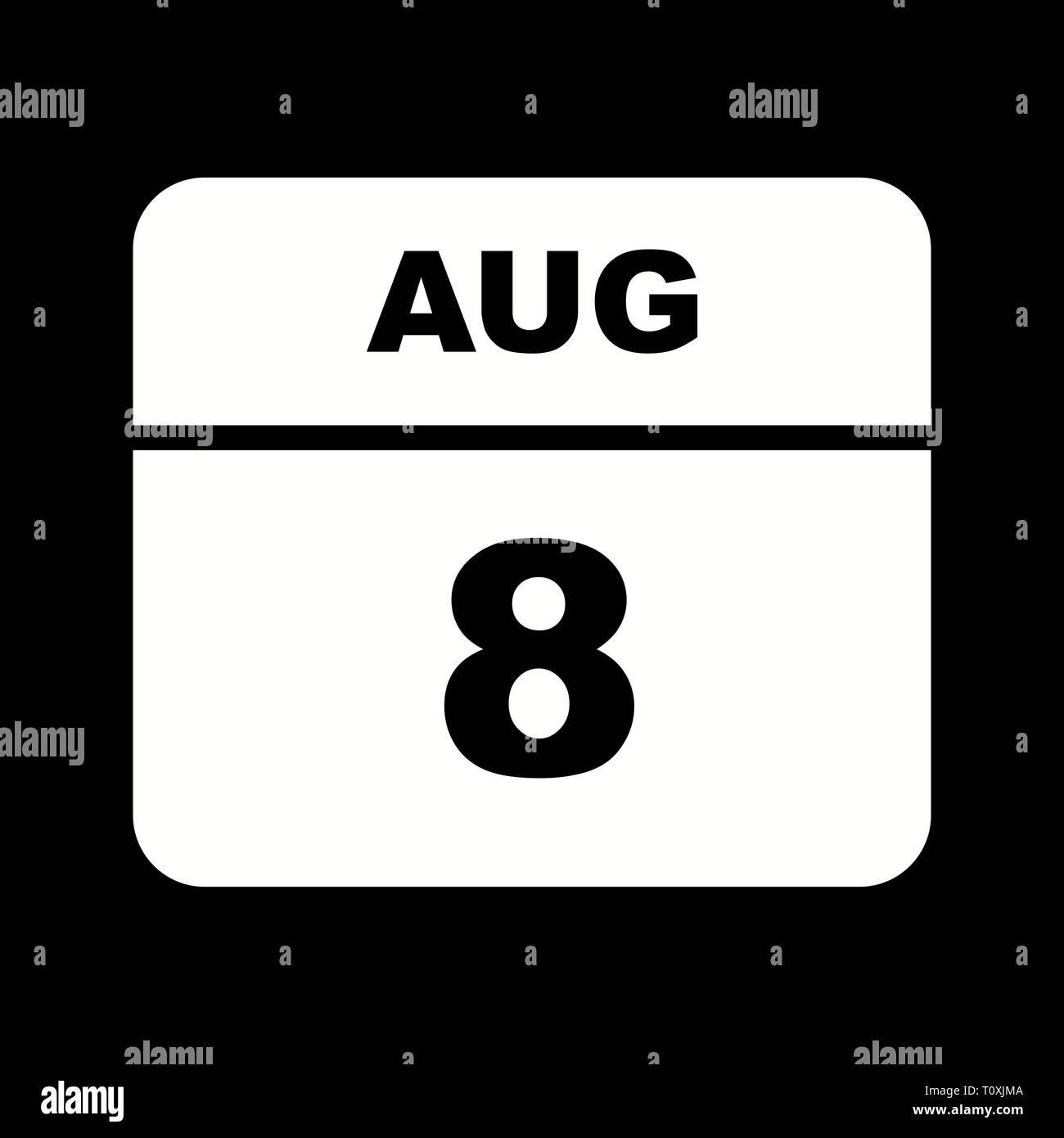 August 8th Date on a Single Day Calendar Stock Photo - Alamy