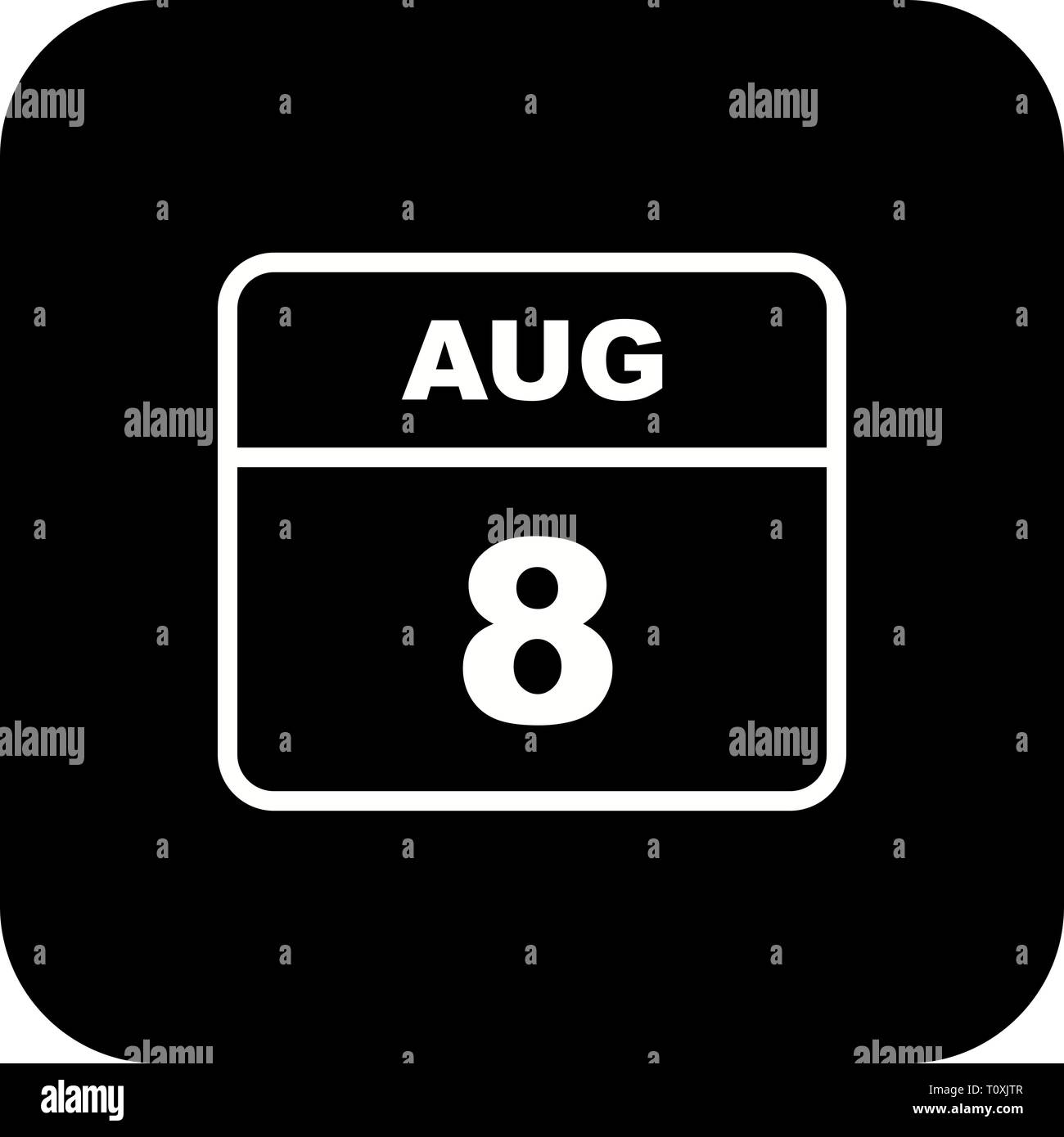 August 8th Date on a Single Day Calendar Stock Photo - Alamy