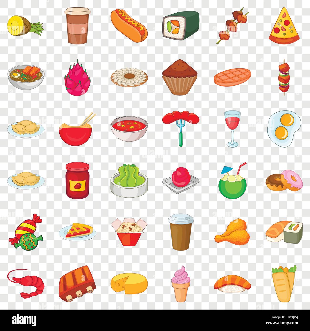 Delicious meal icons set, cartoon style Stock Vector Image & Art - Alamy