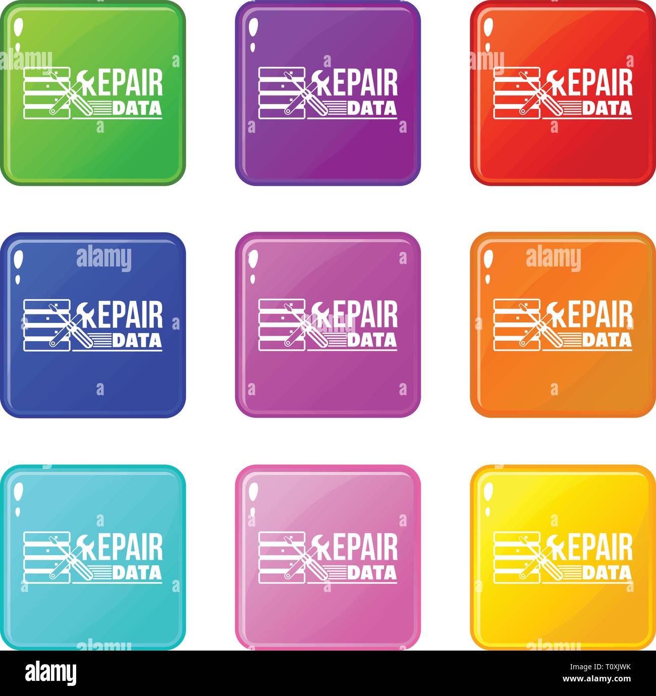 Repair data icons set 9 color collection Stock Vector Image & Art - Alamy