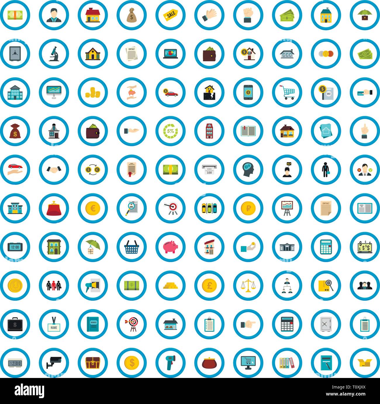 100 lending icons set, flat style Stock Vector Image & Art - Alamy