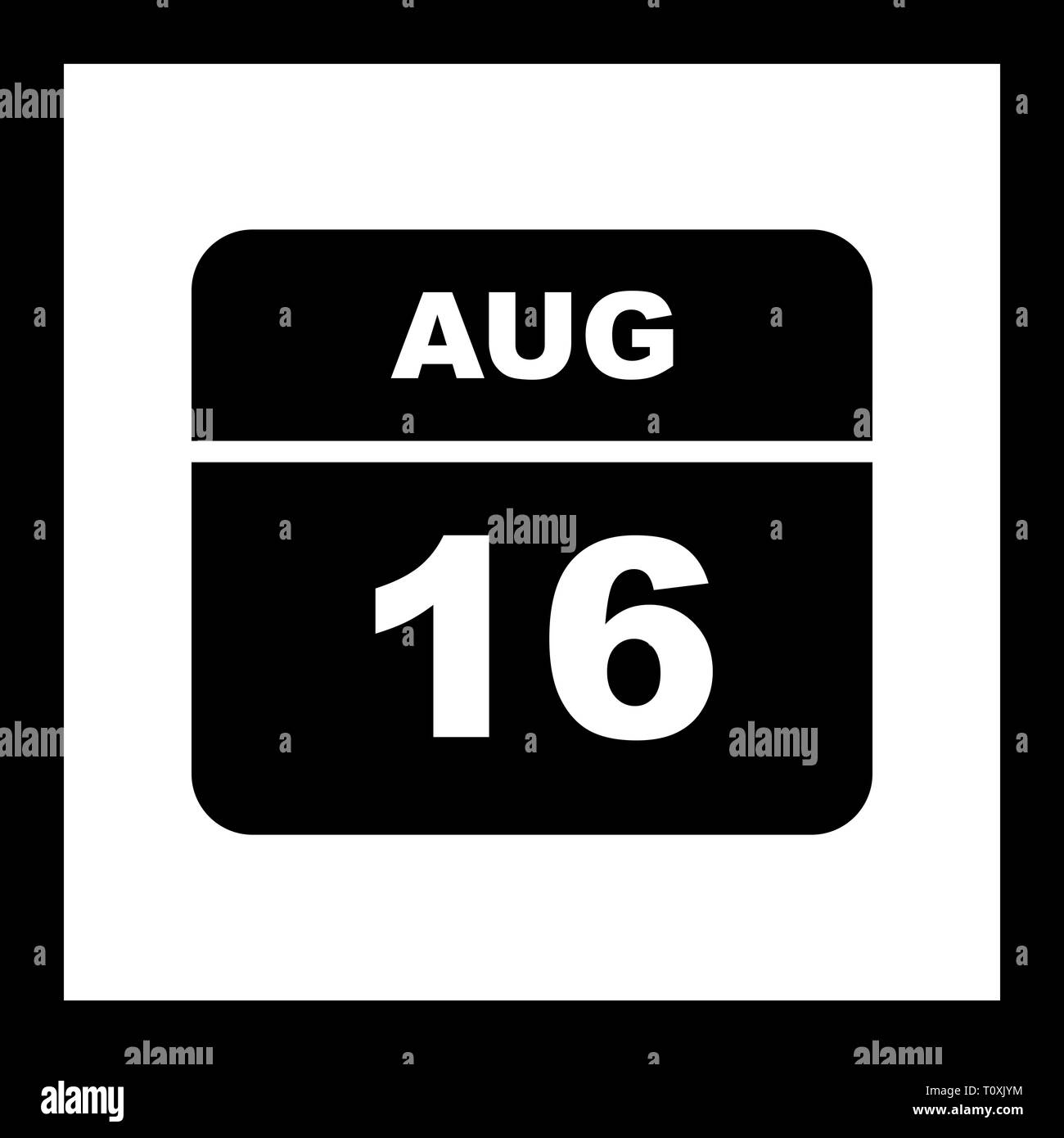 August 16th Date on a Single Day Calendar Stock Photo - Alamy
