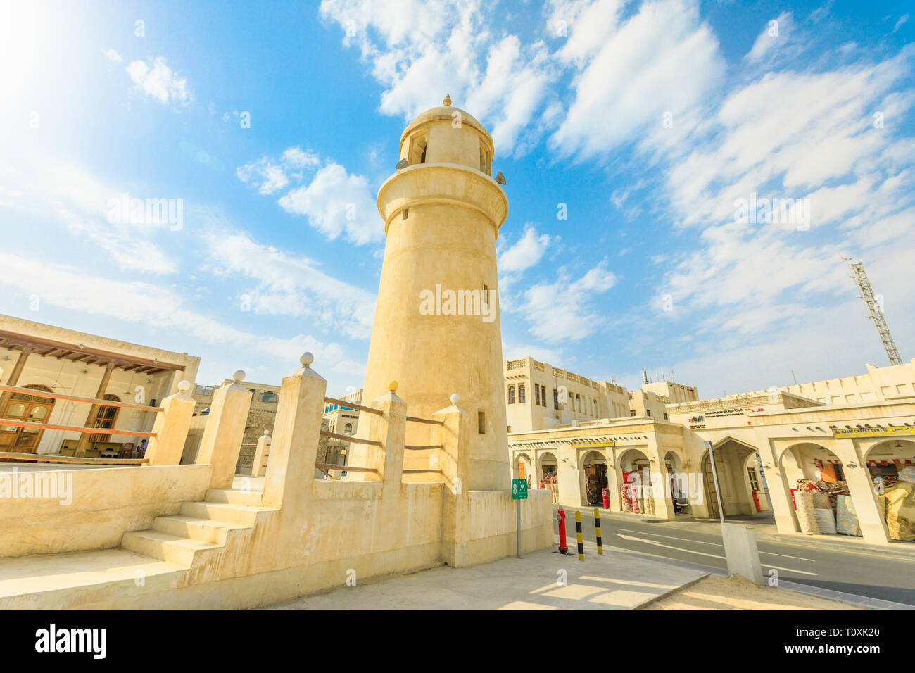 Doha, Qatar - February 23, 2019: Al Ahmad Mosque, ancient mosque with ...