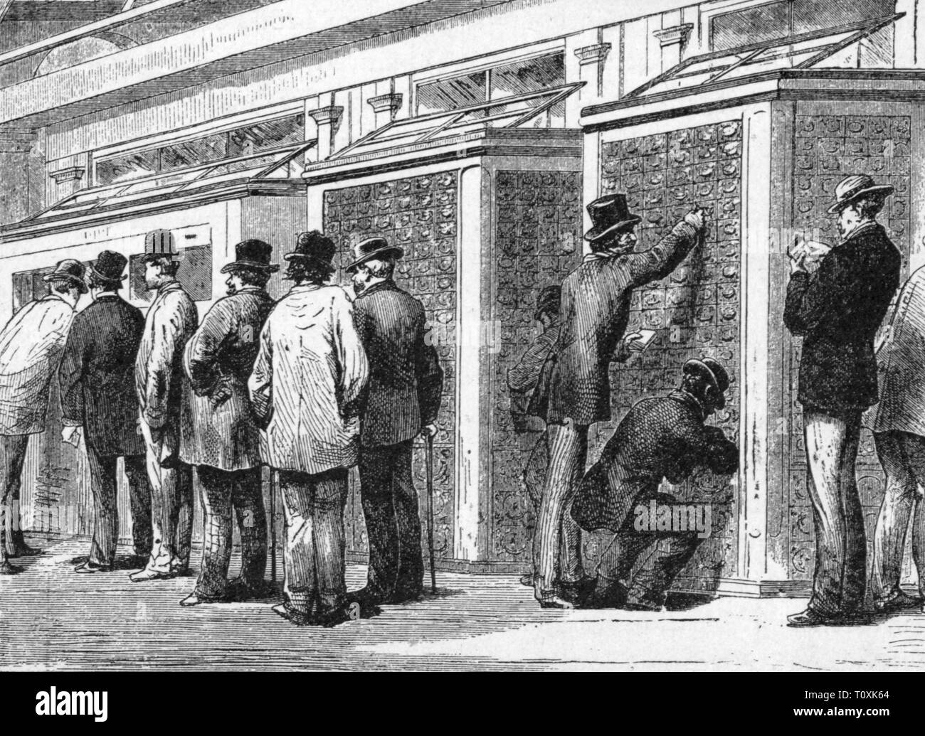 mail, post office, post office box, USA, circa 1870, Additional-Rights ...